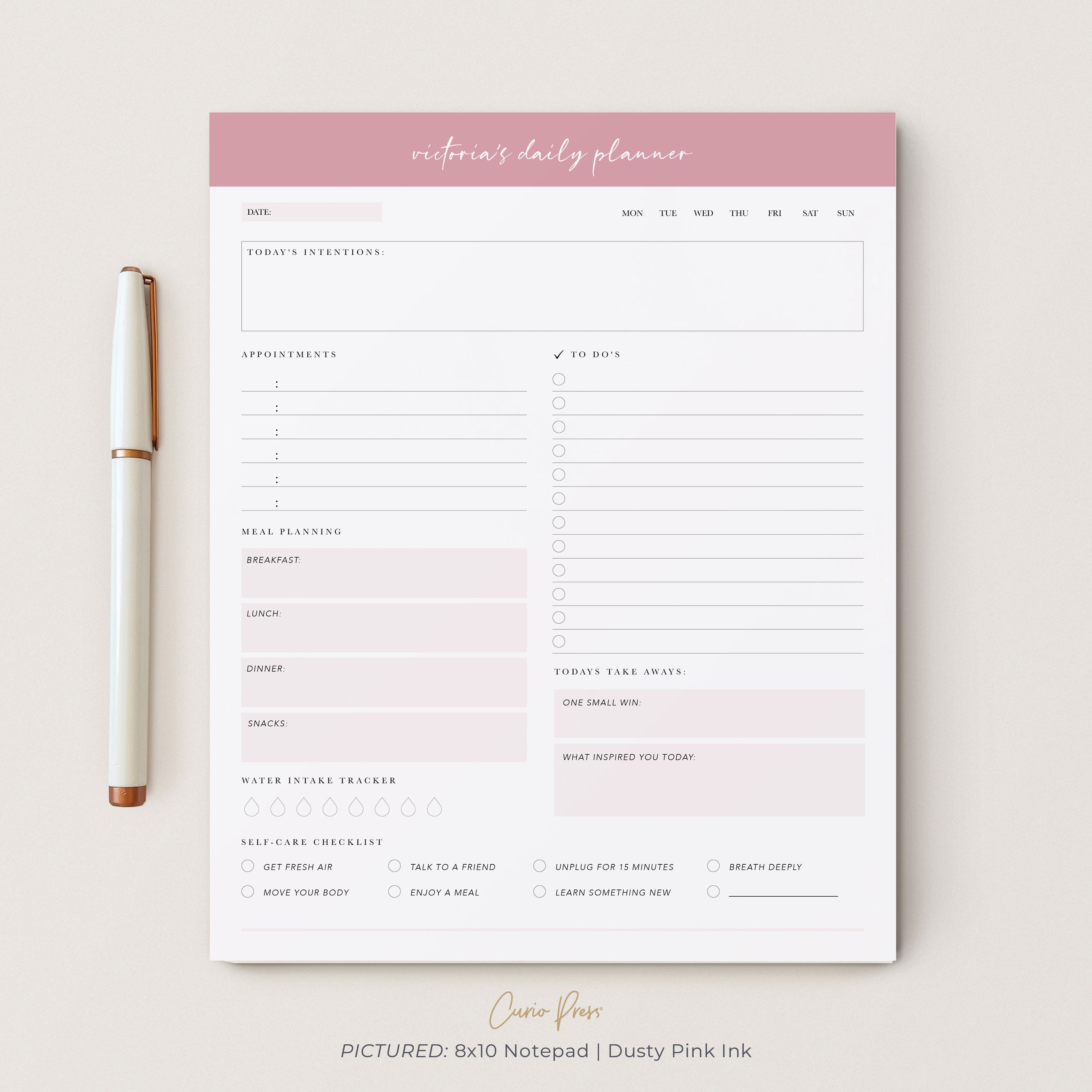 Intentions Daily Planner | Personalized Notepad | Curio Press