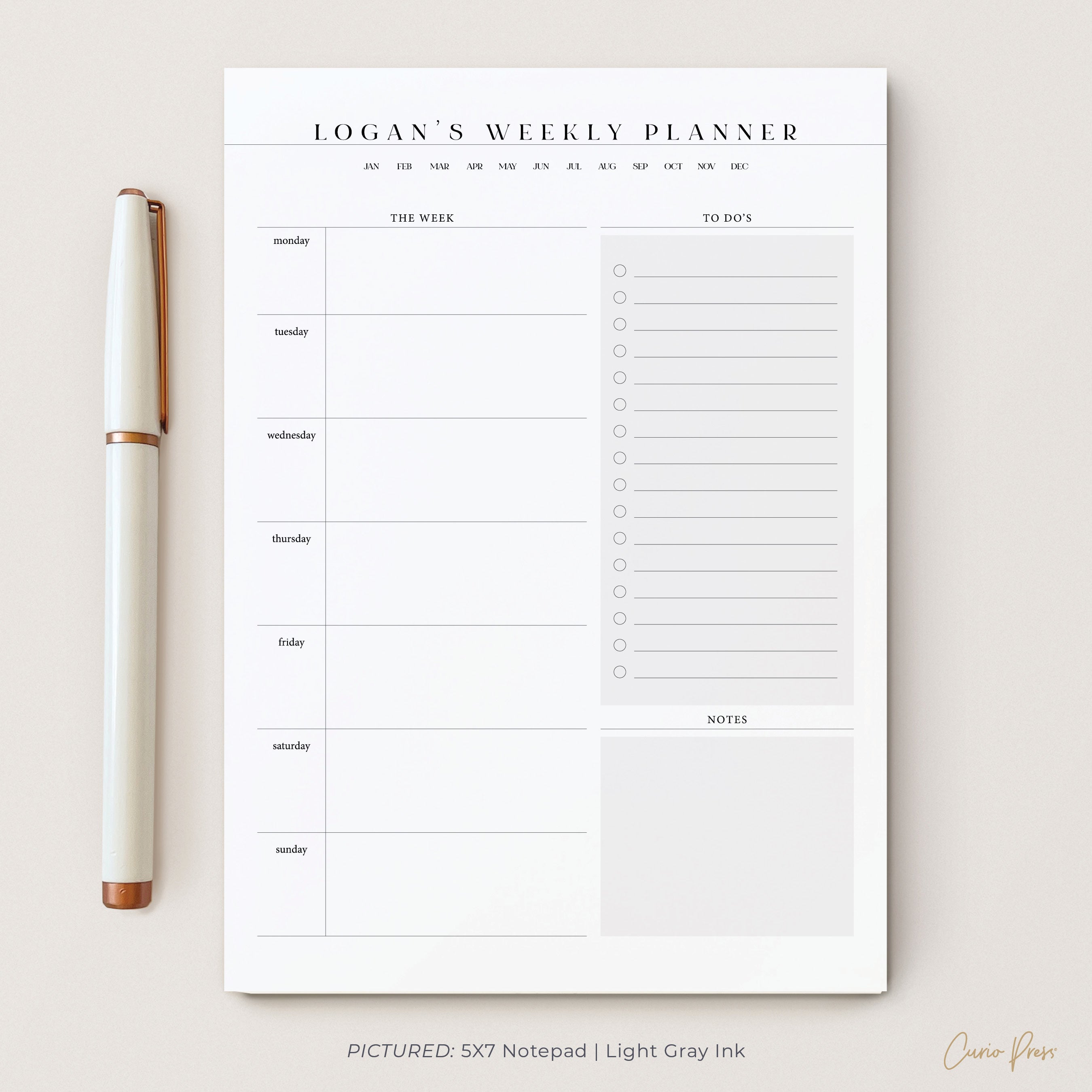 Agenda Customized Notepad Curio Press