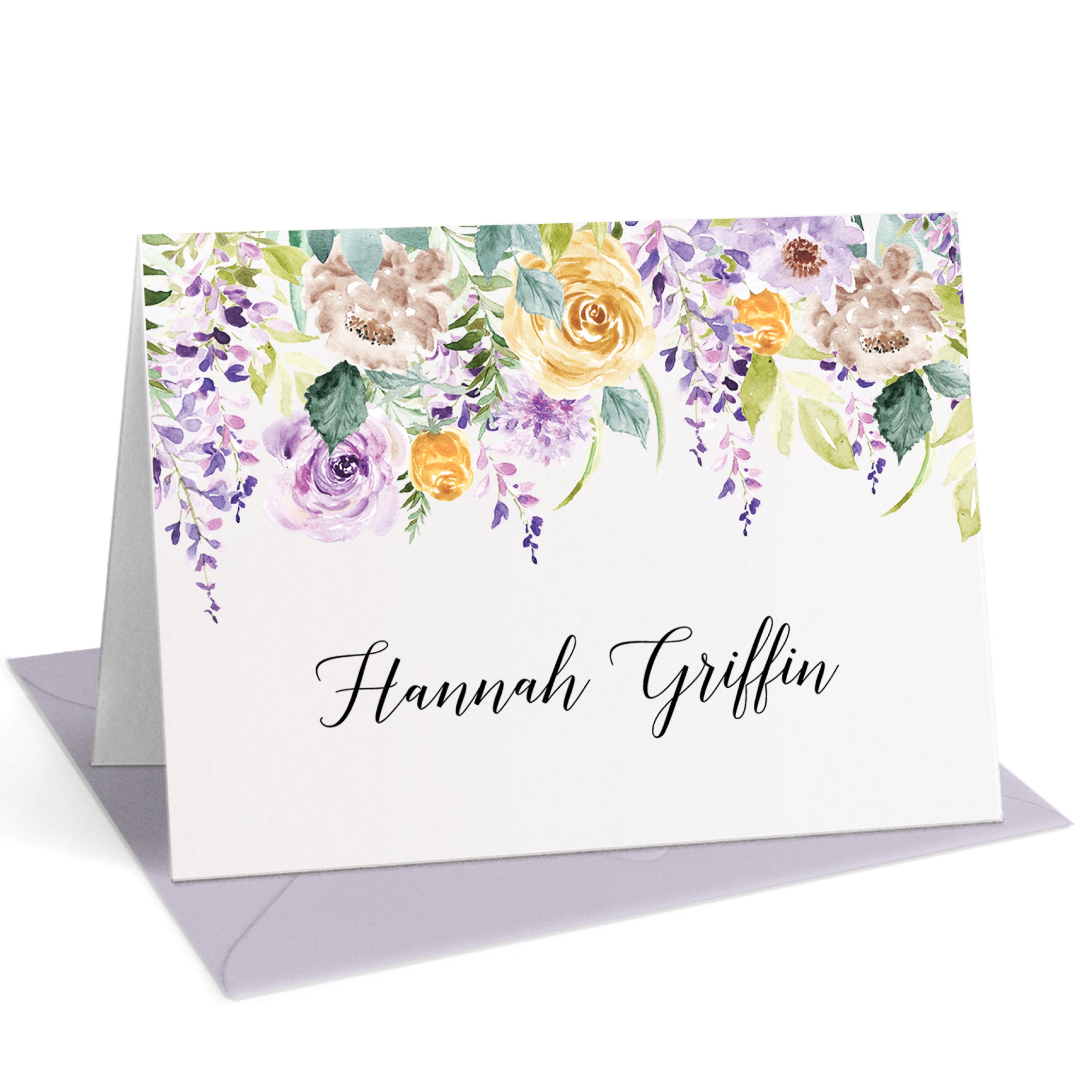 Purple Flowers | Personalized Folded Note Cards | Curio Press