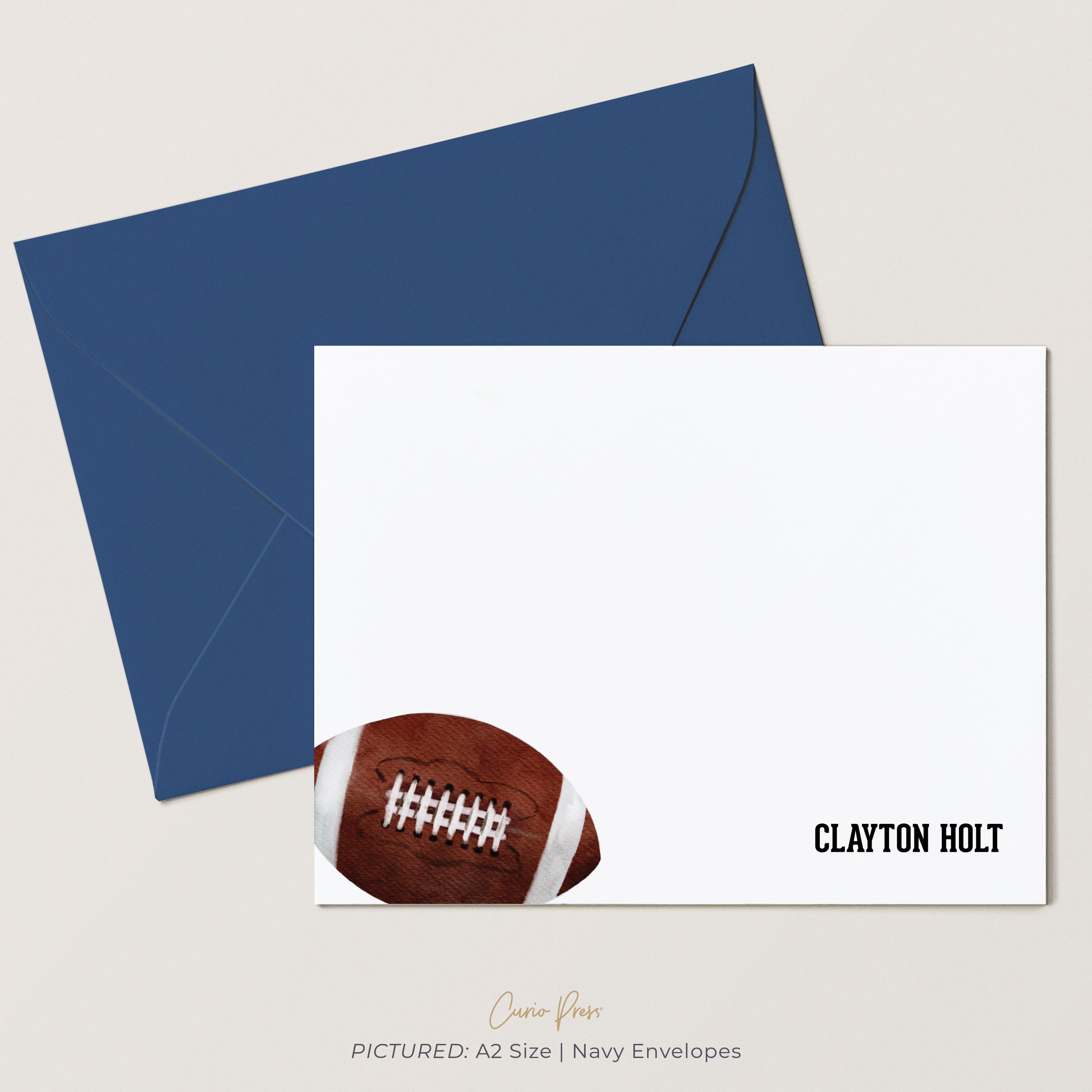 Football | Personalized Flat Note Cards | Curio Press