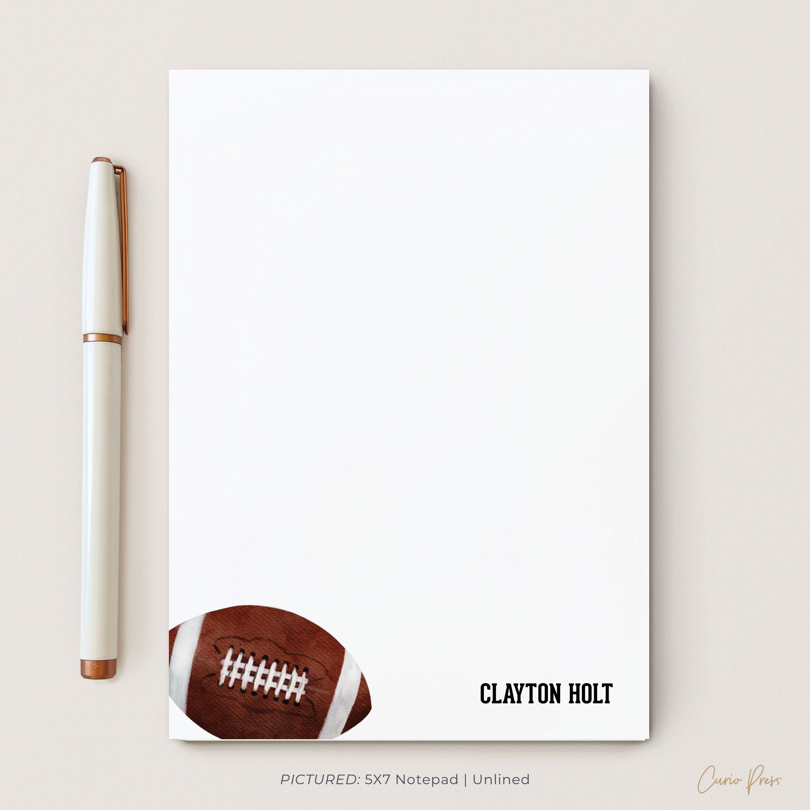 Football | Monogrammed Notepad | Curio Press