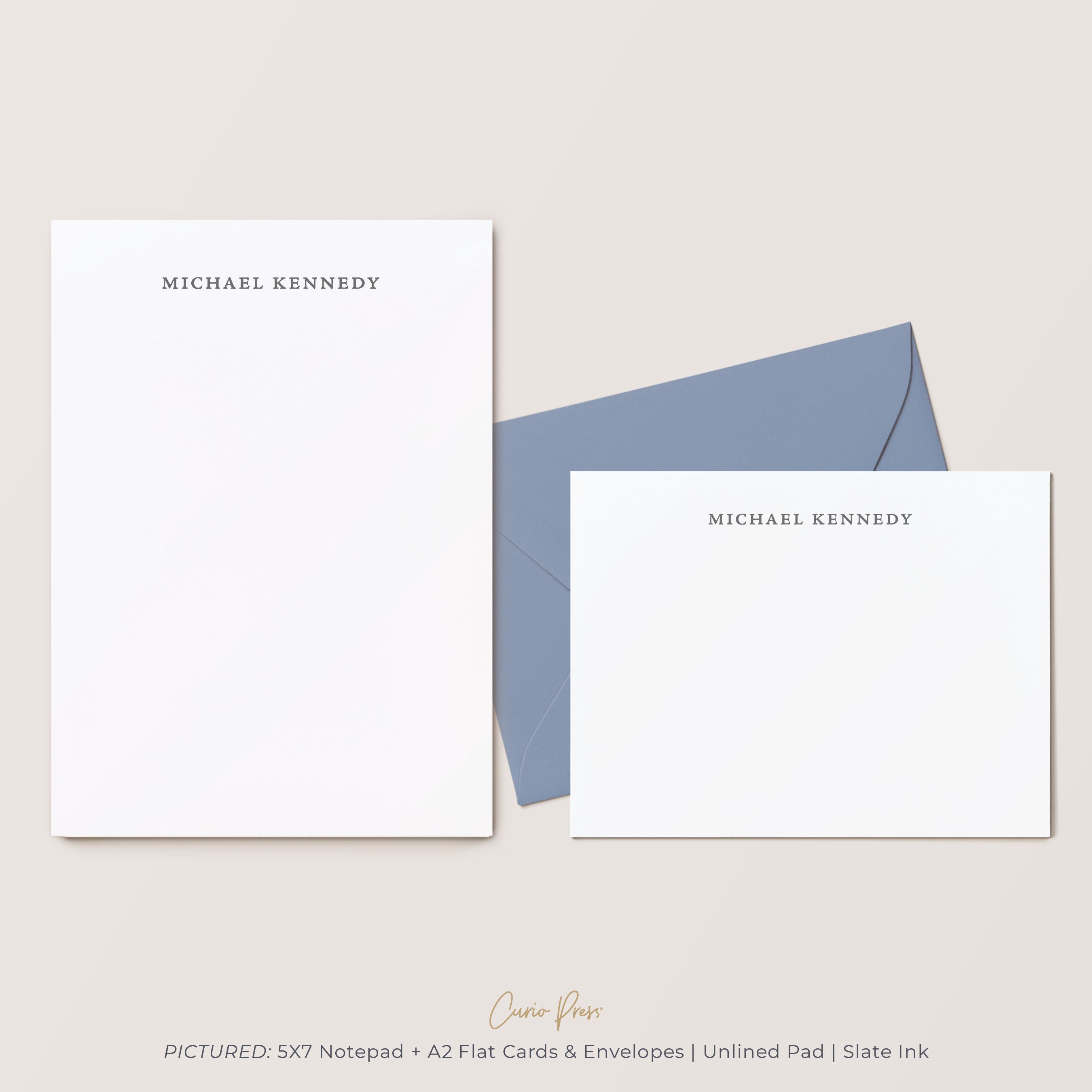 Simplicity | Customized Flat Card and Notepad Set | Curio Press